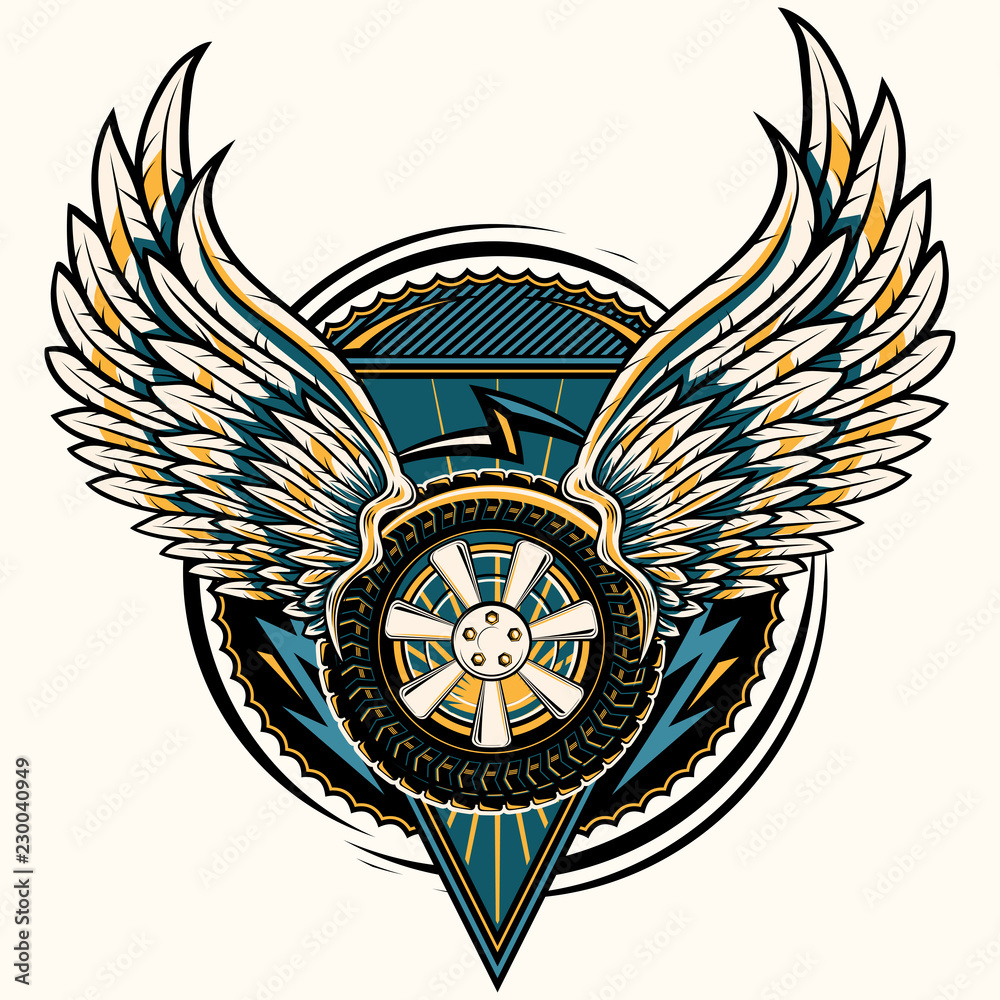 Winged wheel emblem Stock Vector | Adobe Stock