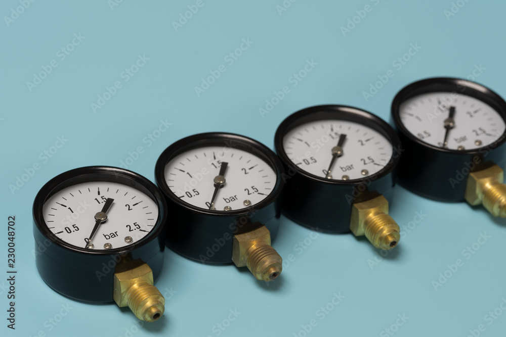 Manometry for measuring pressure. Closeup of manometer, measuring gas ...
