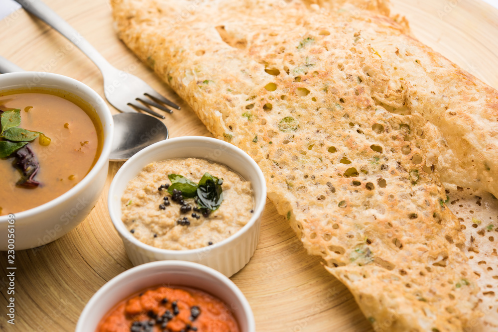 Onion rava masala dosa is a South Indian instant breakfast served with ...
