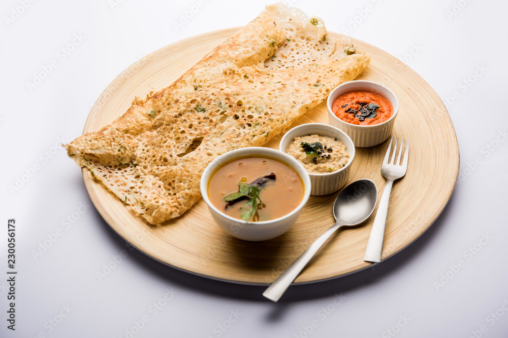 Onion rava masala dosa is a South Indian instant breakfast served with ...