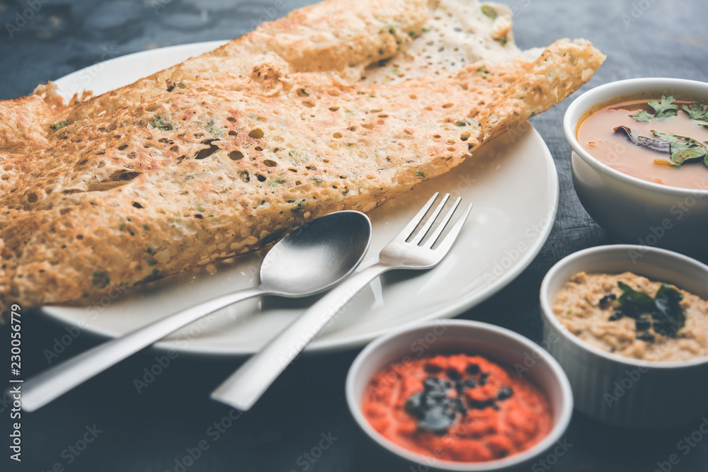 Onion rava masala dosa is a South Indian instant breakfast served with ...