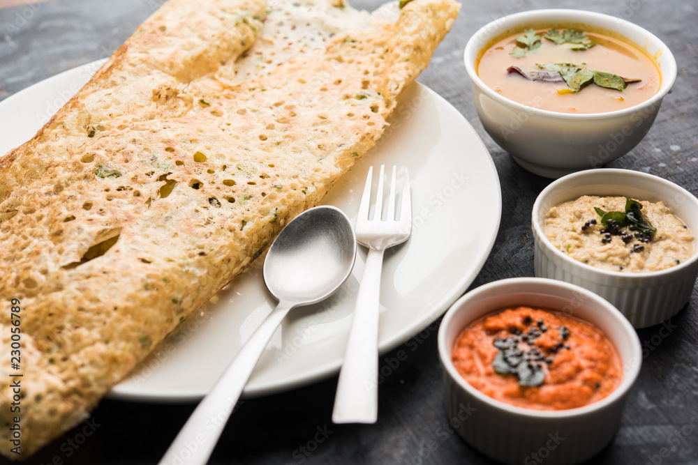 Onion rava masala dosa is a South Indian instant breakfast served with ...