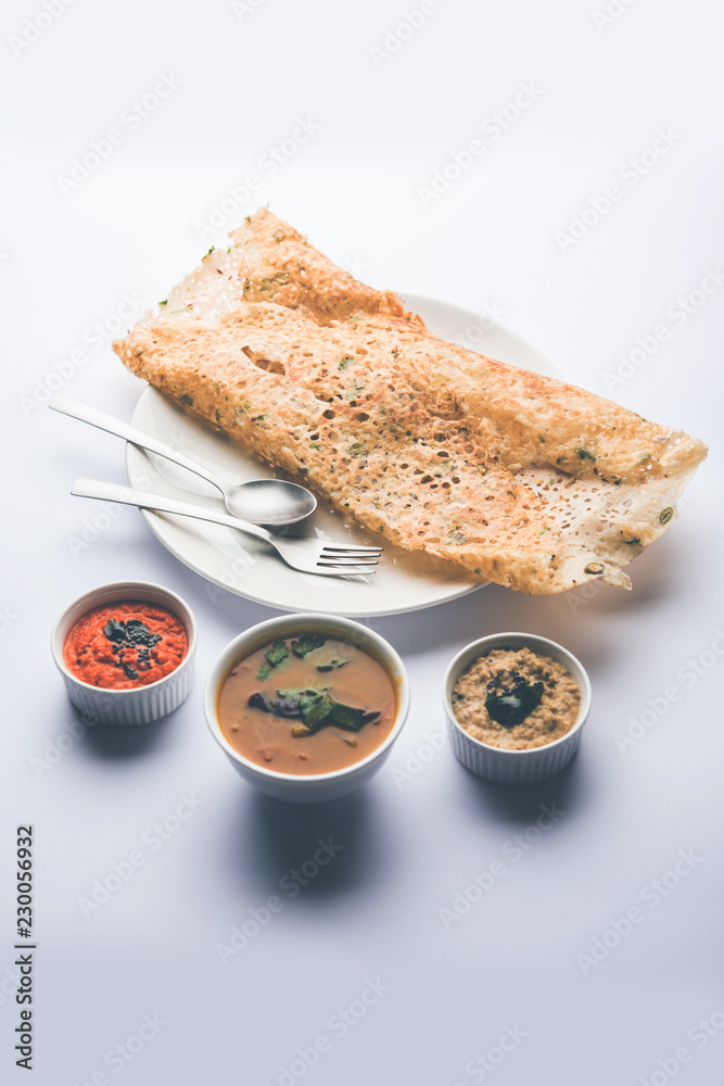 Onion rava masala dosa is a South Indian instant breakfast served with ...