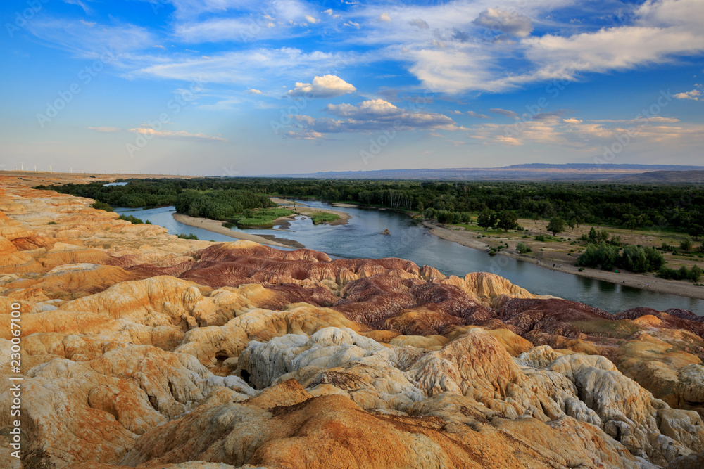 Rainbow Beach, Five Colored Hills scenic area, an oasis in the desert ...