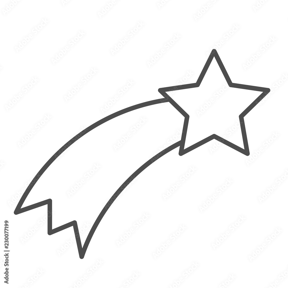 Shooting star thin line icon. Falling star vector illustration isolated ...