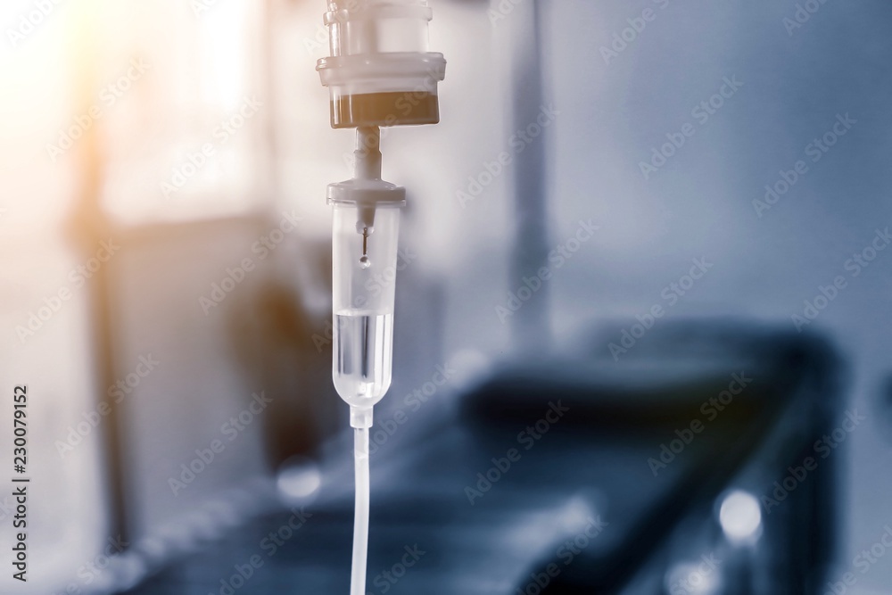 Saline iv drip fluid intravenous drop hospital room,medical concept ...