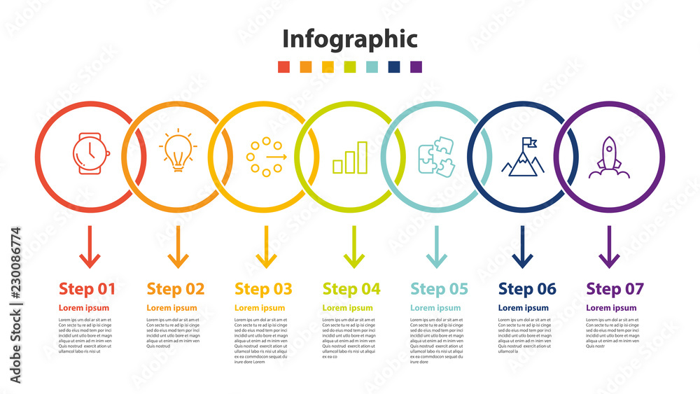 infographic element design 7 step, infochart planning Stock Vector ...