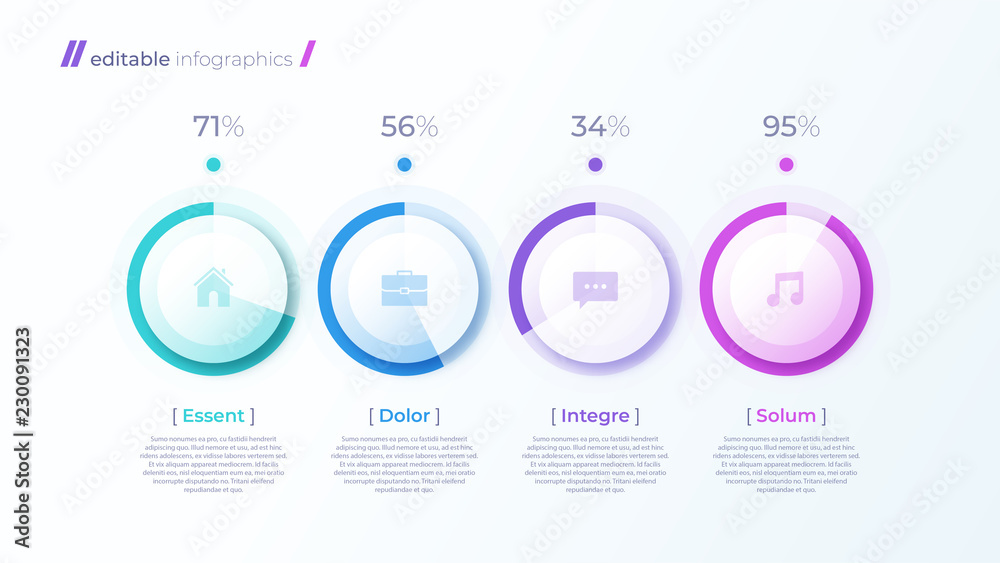 Vector modern editable infographic template with percentage diagrams ...