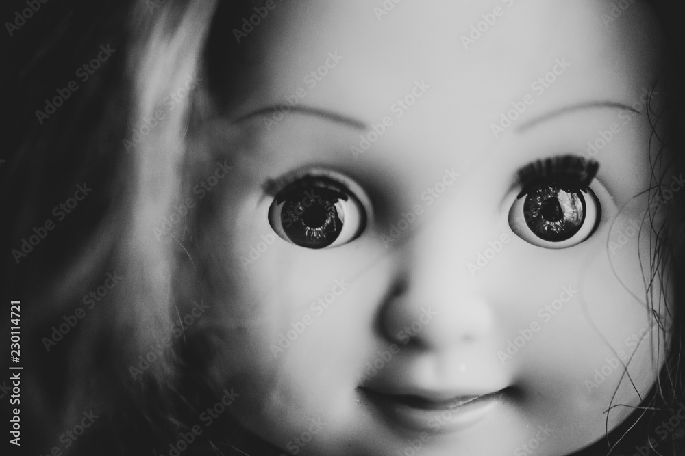 Creepy Doll Face Closeup Stock Photo | Adobe Stock