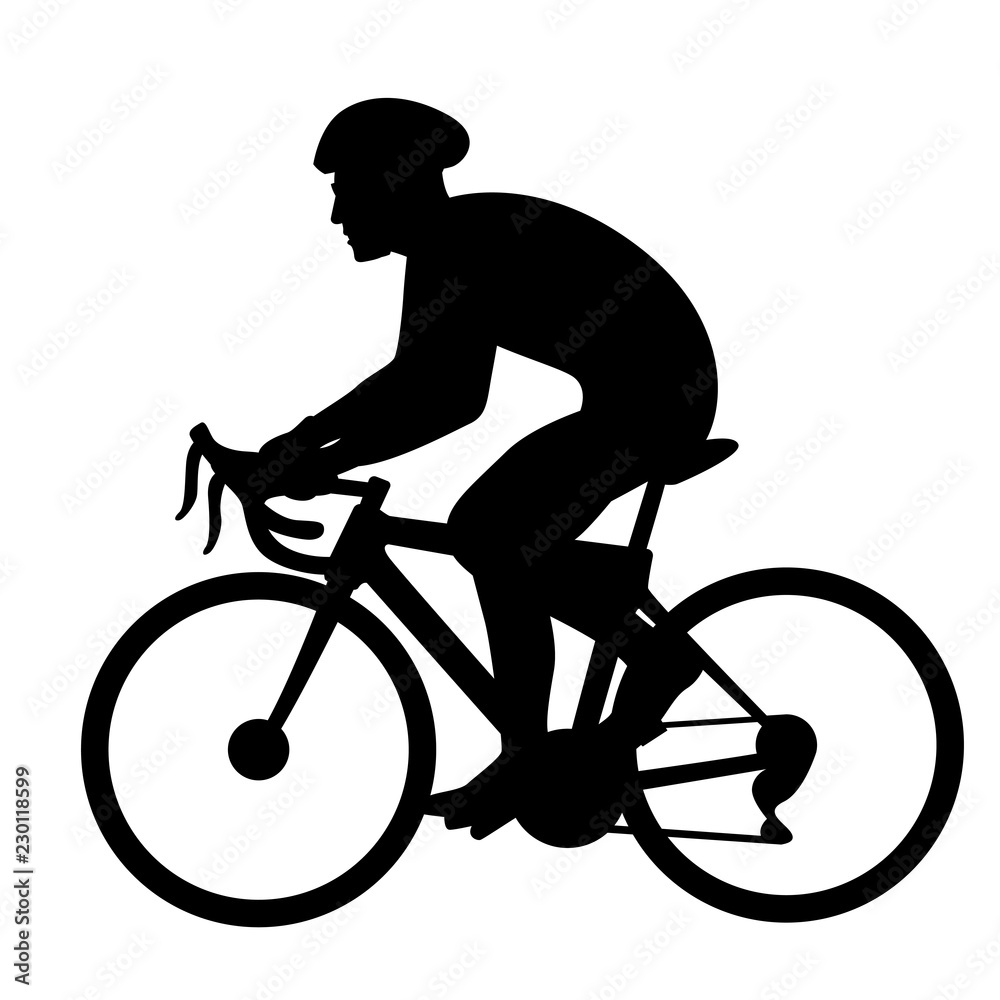 bicyclist vector illustration black silhouette profile Stock Vector ...