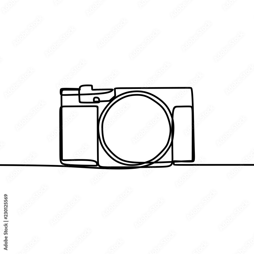 Digital camera with single one line art drawing vector illustration ...