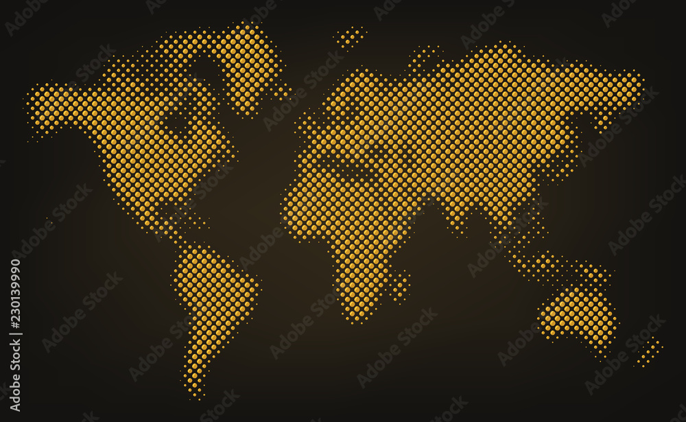 Halftone world map. Vector illustration Stock Vector | Adobe Stock