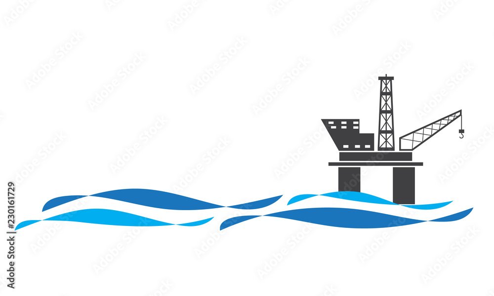Vector of oil offshore drilling platform, oil and gas industry, rig ...