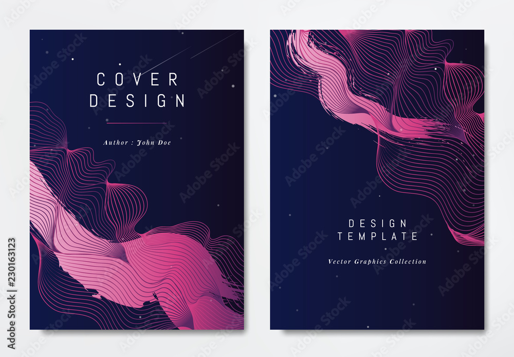 Front and back of book cover template design, abstract pink striped ...