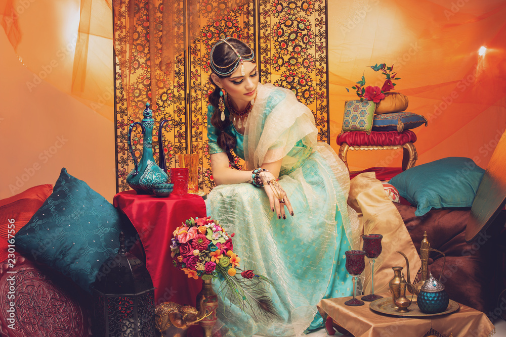 beautiful arabic style bride in ethnic clothes Stock Photo | Adobe Stock