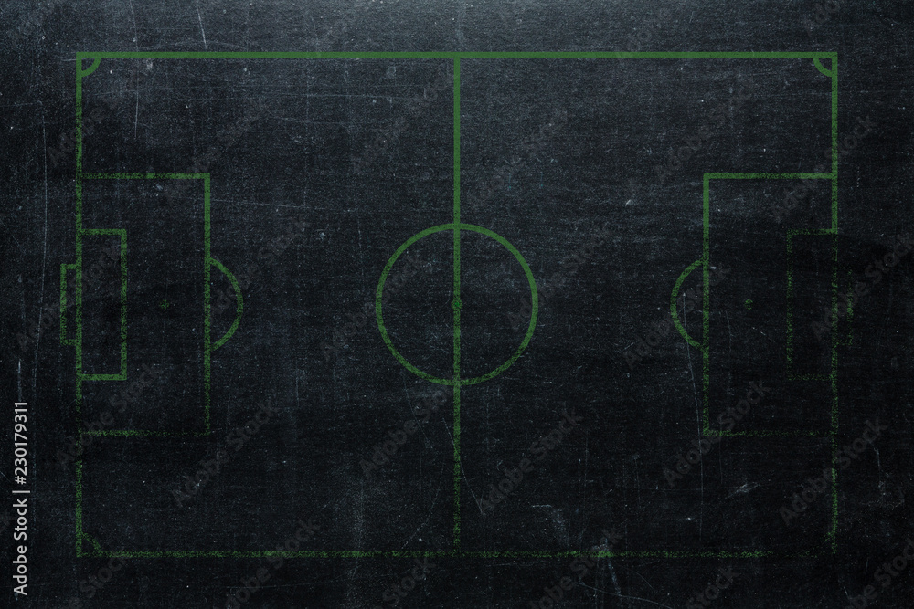 Football or soccer field isolated on blackboard texture with chalk ...