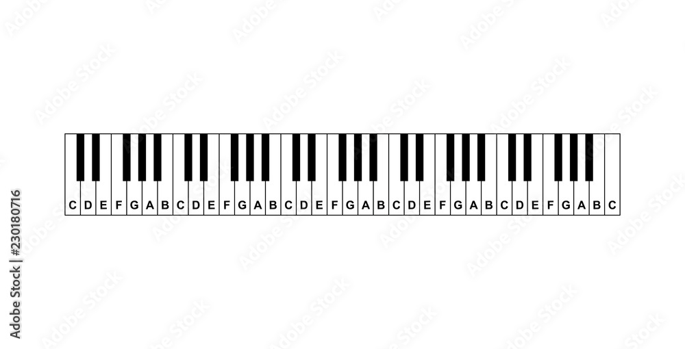 Piano keyboard diagram - piano keyboard layout on white background ...