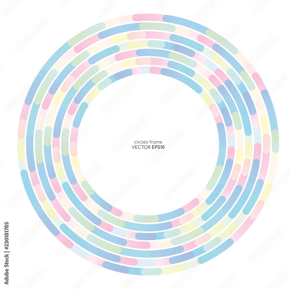 Abstract circle rings line frame colorful pastel colors overlay pattern ...