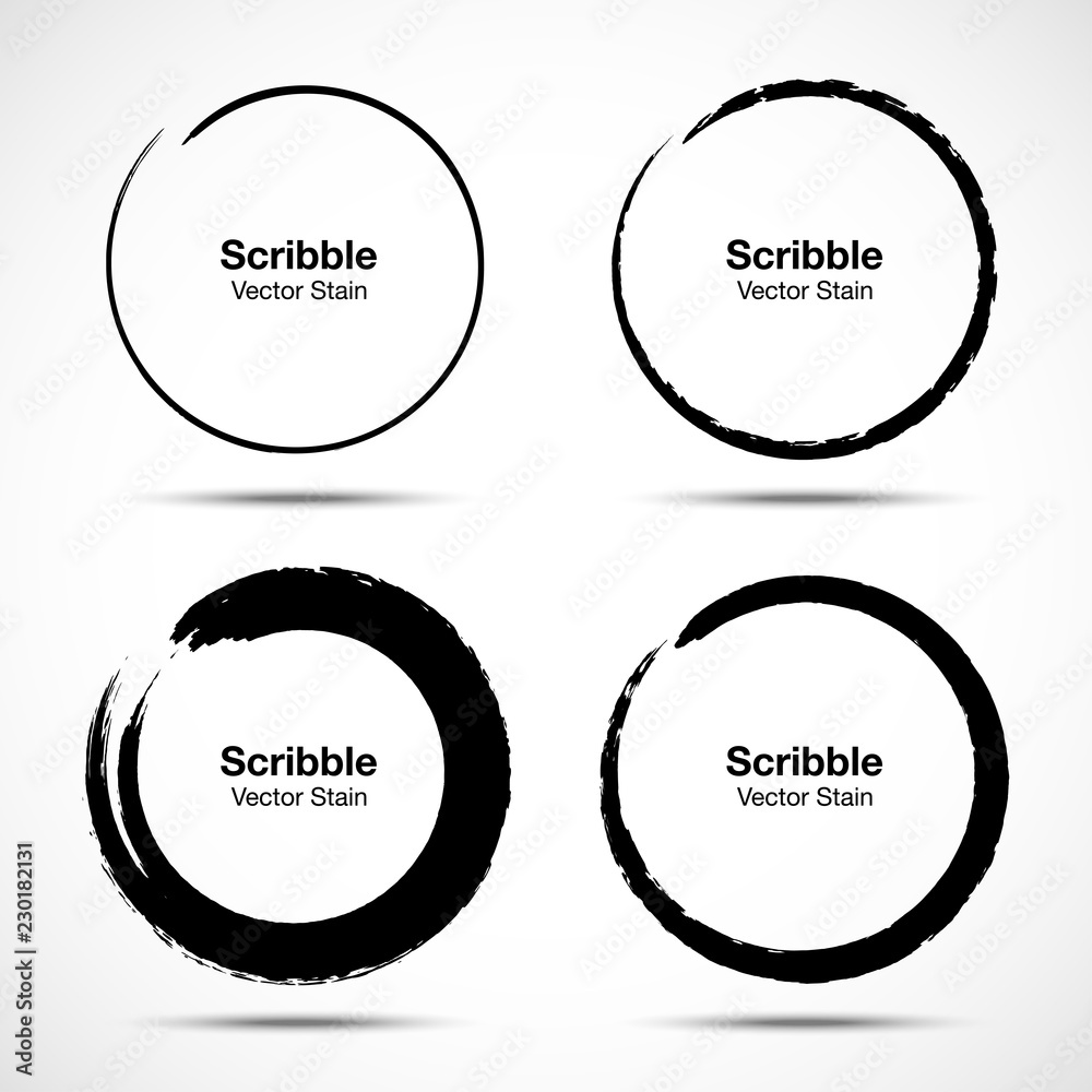 Set of vector hand drawn circles using sketch drawing scribble circle ...