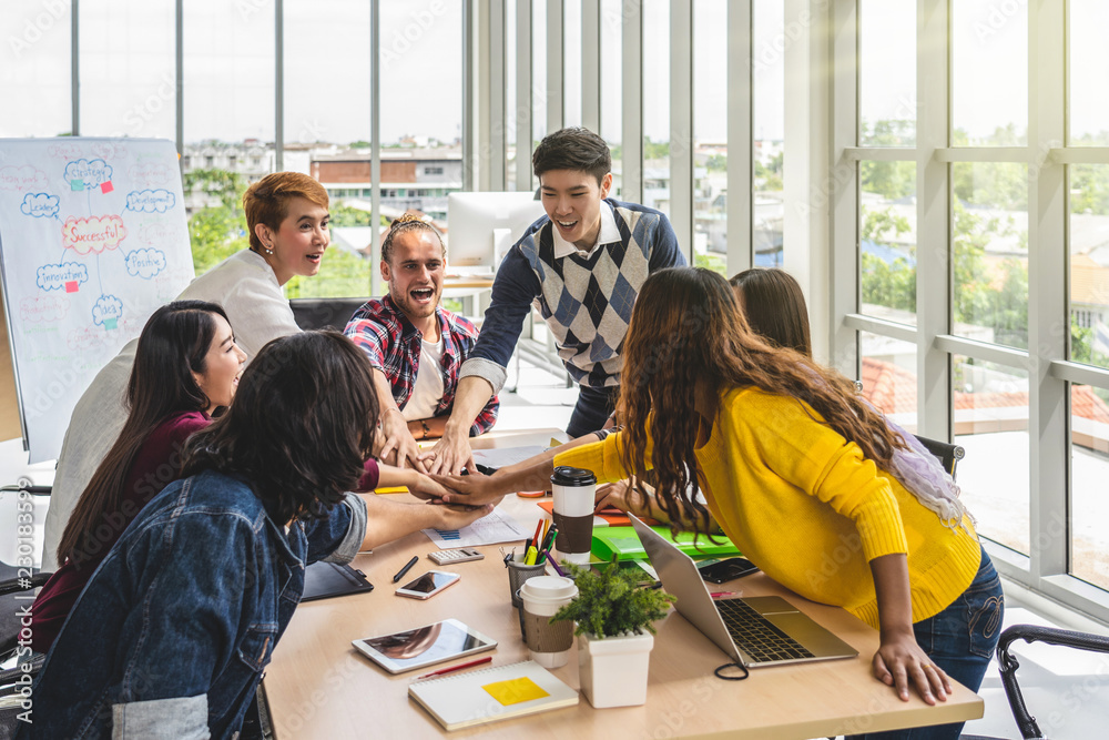 Group of Asian and Multiethnic Business people with casual suit ...