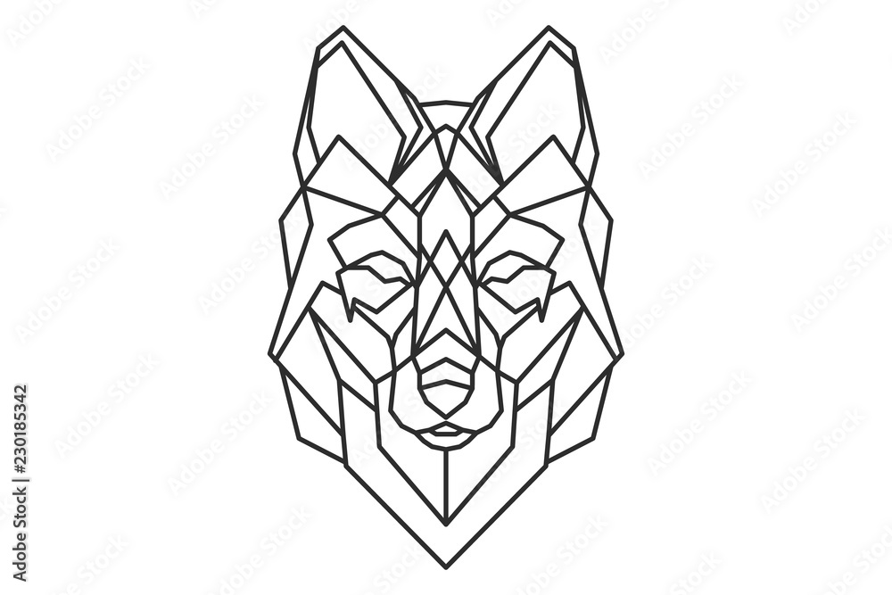 geometric wolf logo or sketch tattoo Stock Vector | Adobe Stock