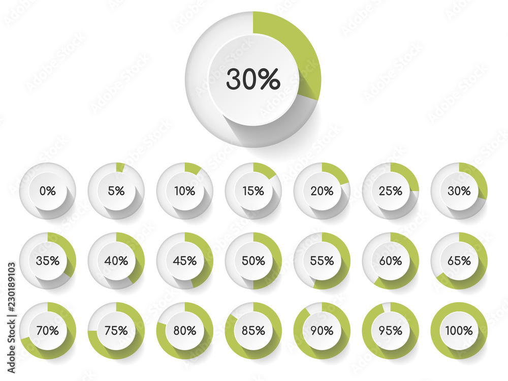 Set of circle percentage diagrams for infographics design elements ...