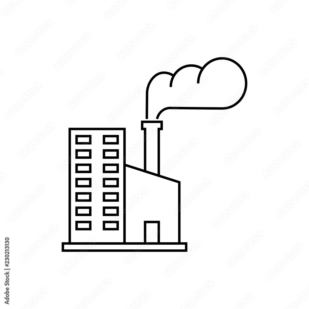 Factory line icon, outline vector sign, linear style pictogram isolated ...