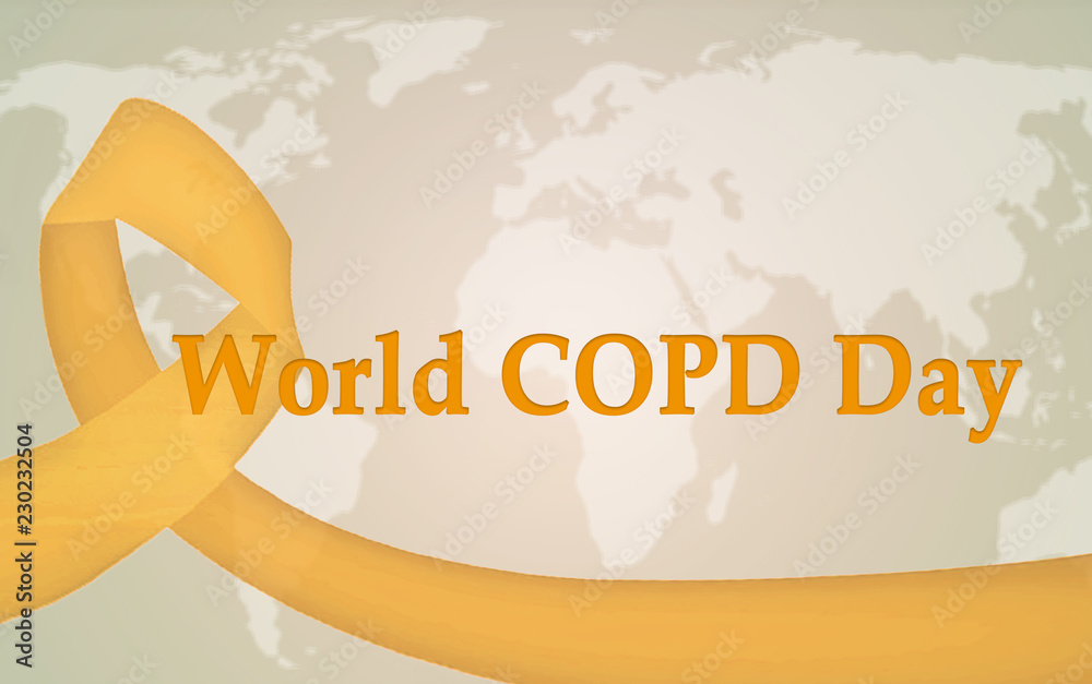 World COPD day, background with map and awareness ribbon Stock ...
