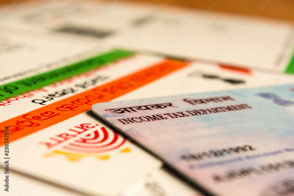 Poster Aadhaar card and pan card which are issued by Government of ...