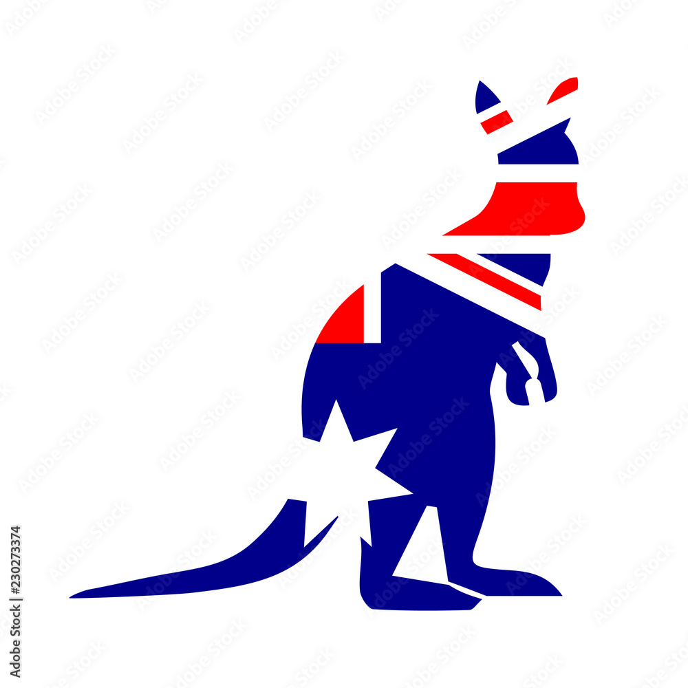 Australian Kangaroo with flag Stock Vector | Adobe Stock