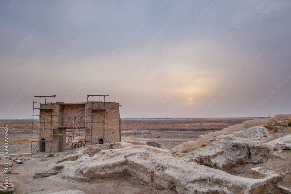 The ancient city of Otrar in Kazakhstan. Excavations of the ancient ...