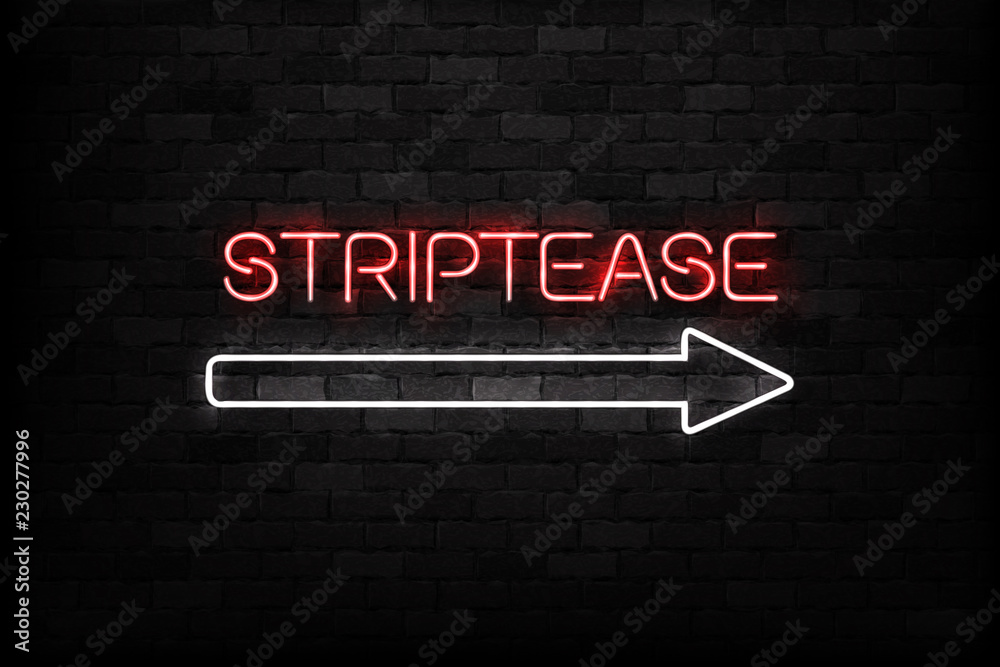 Vector realistic isolated neon sign of Striptease logo for decoration ...