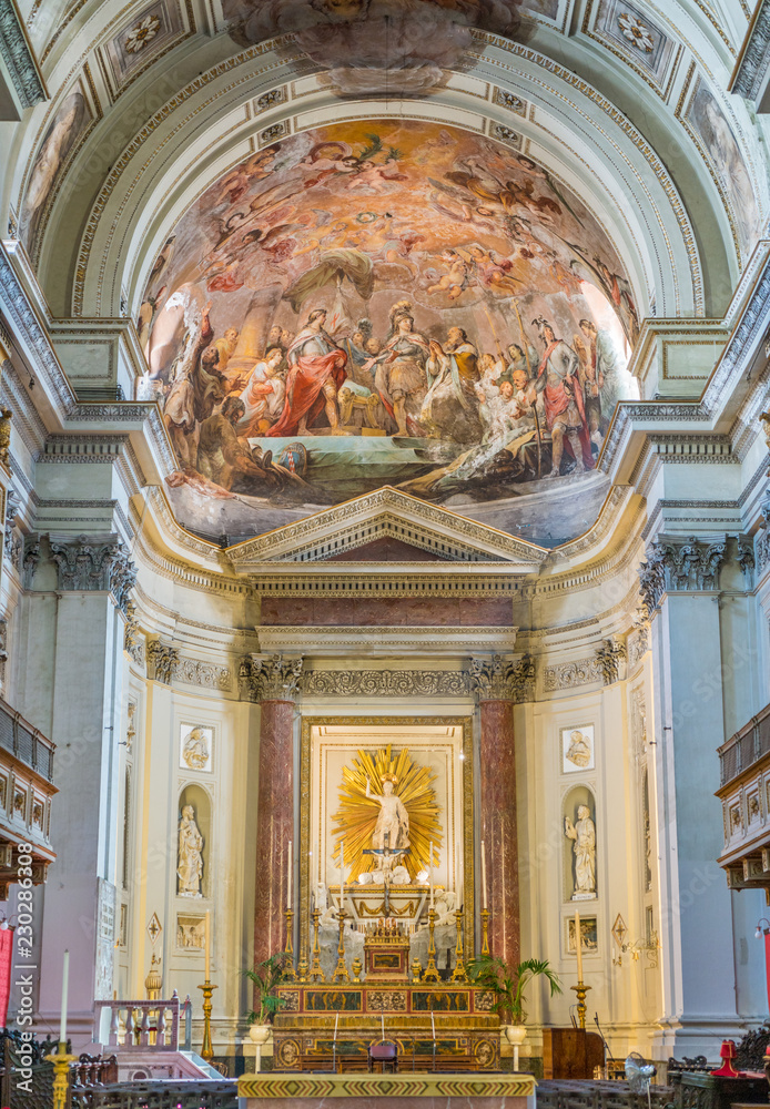 Main altar with frescoes by Mariano Rossi in the Cathedral of Palermo ...
