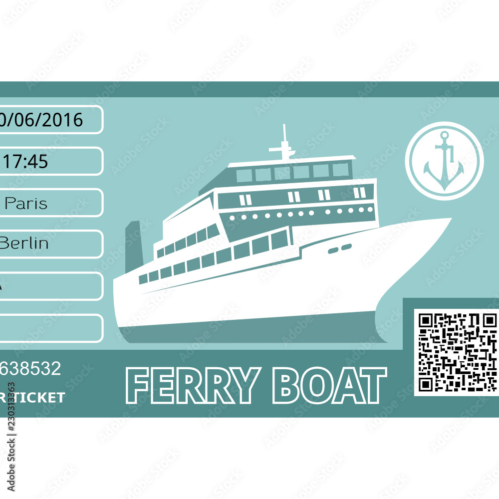 ferry boat ticket cruise travel ship sea pass paper transport marine ...