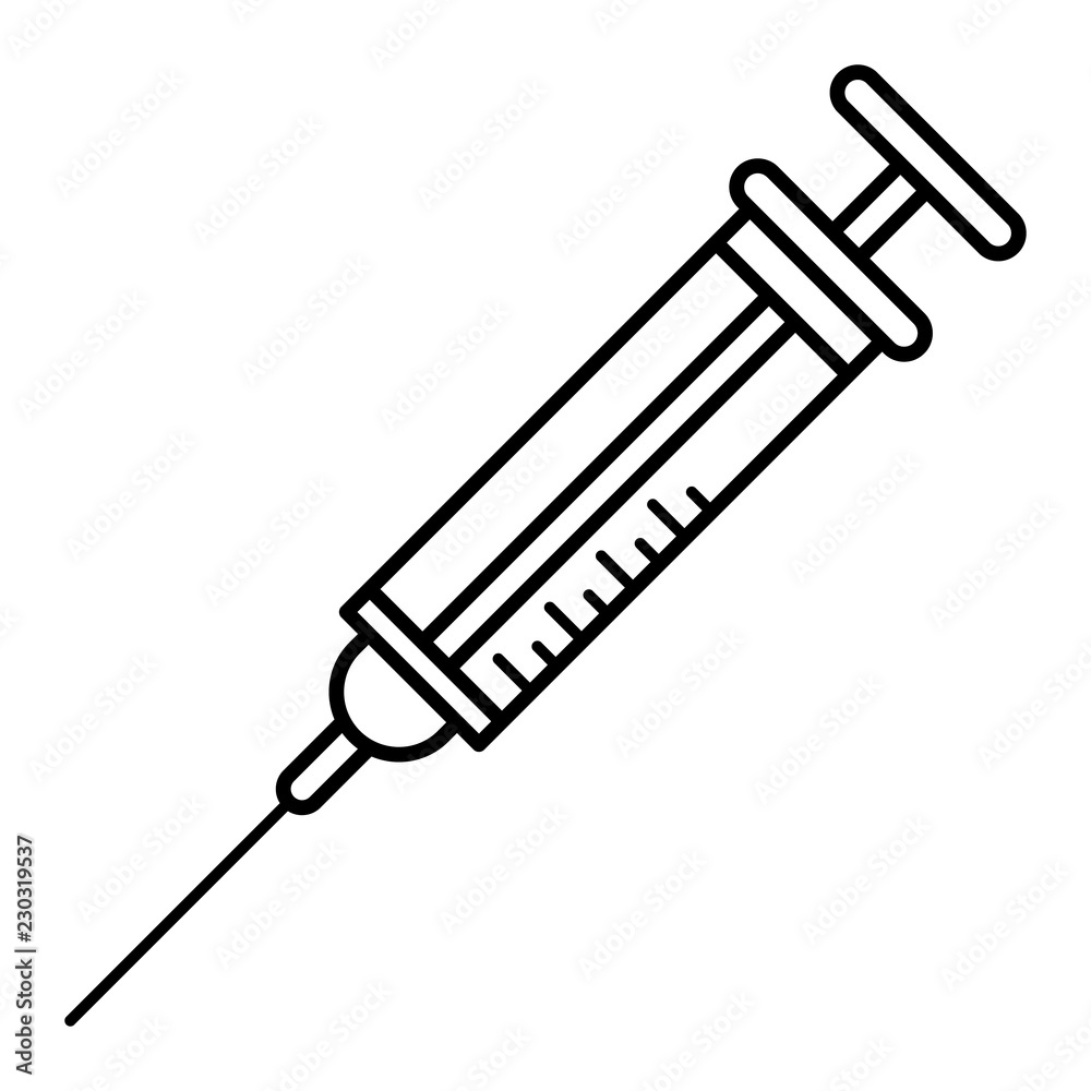 Injection syringe icon. Outline injection syringe vector icon for web ...
