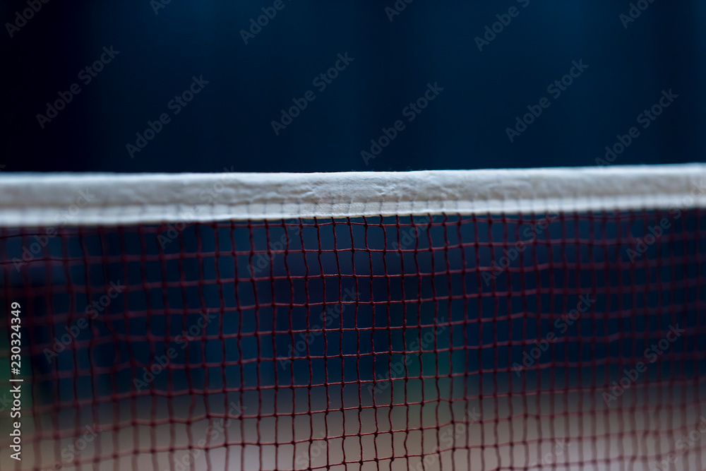 Badminton net indoor on badminton court, closeup view of badminton net ...