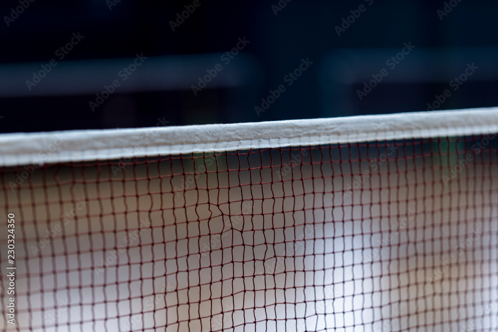 Badminton net indoor on badminton court, closeup view of badminton net ...