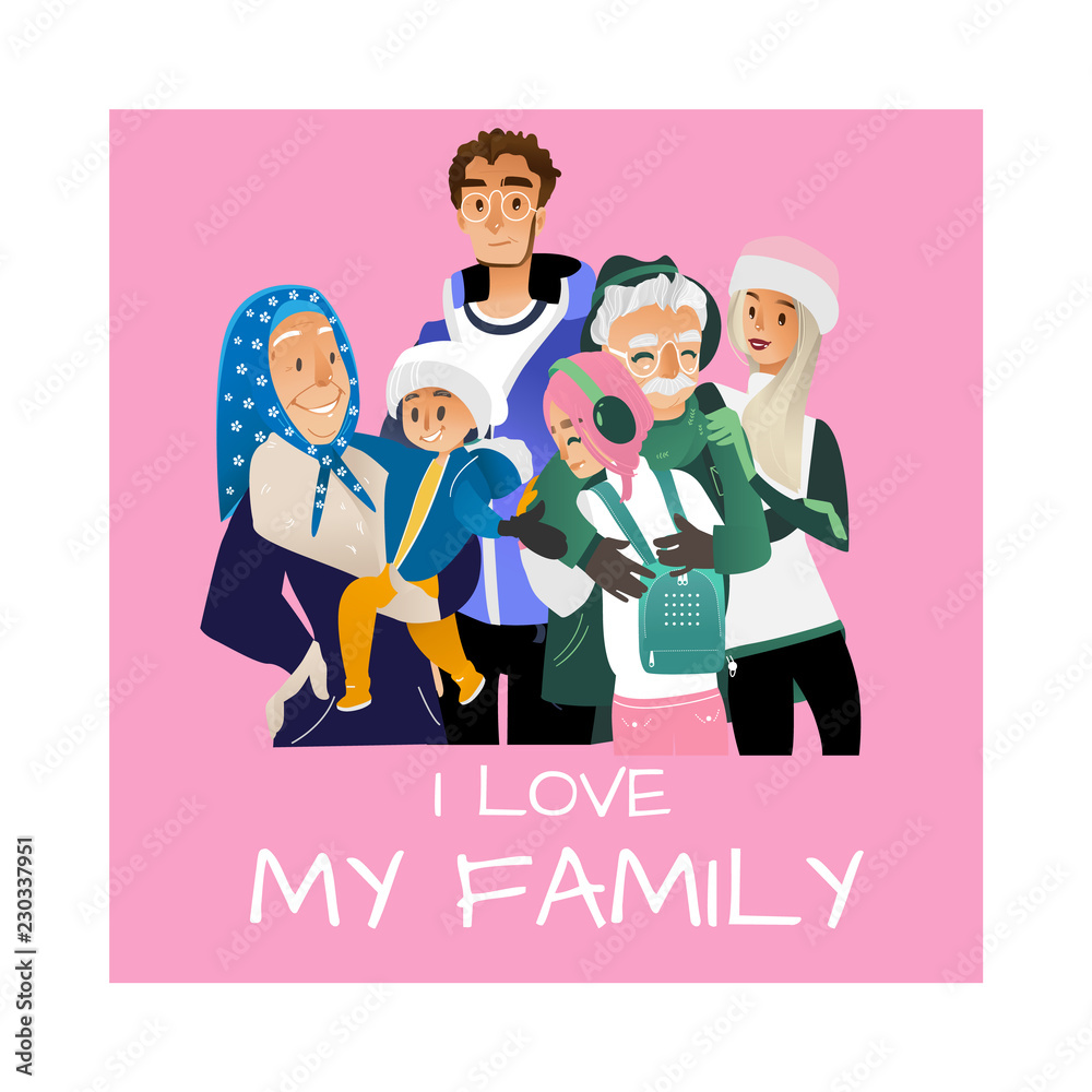 I Love My Family Cartoon