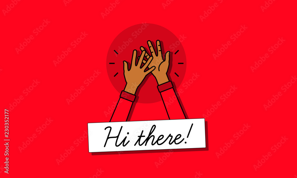Hi There Waving Hand Vector Illustration Stock Vector | Adobe Stock