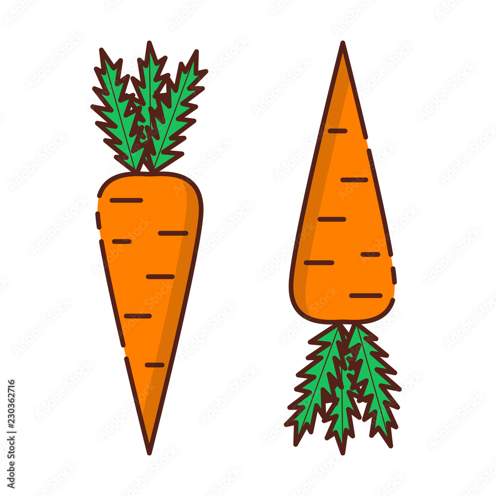 Vector flat cartoon carrot icon background Stock Vector | Adobe Stock