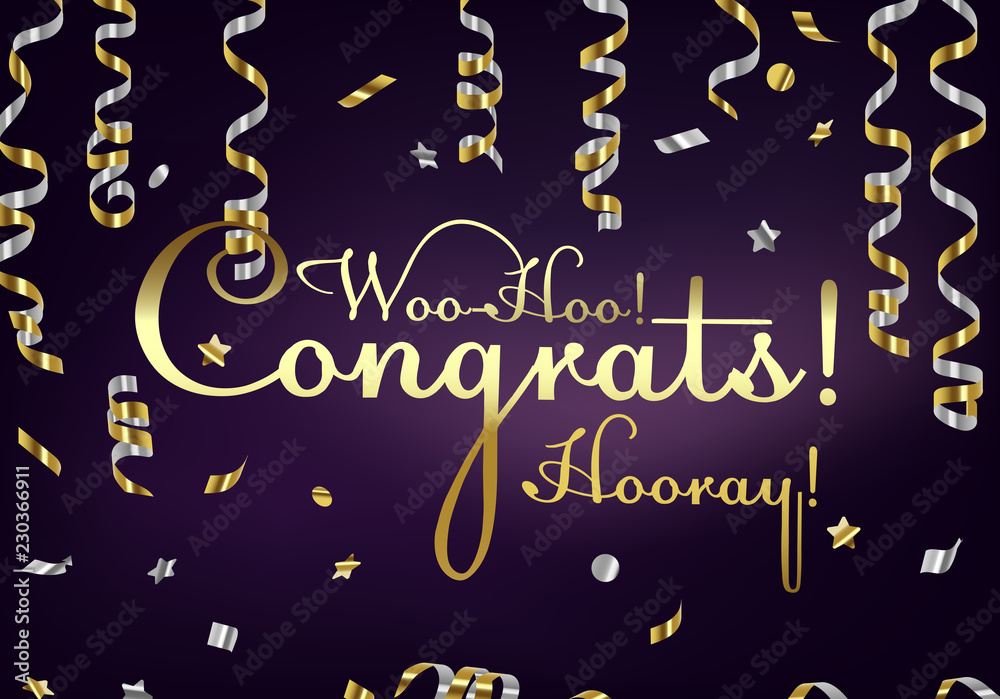 Congratulations vector illustration. Happy Birthday! You are invited to ...