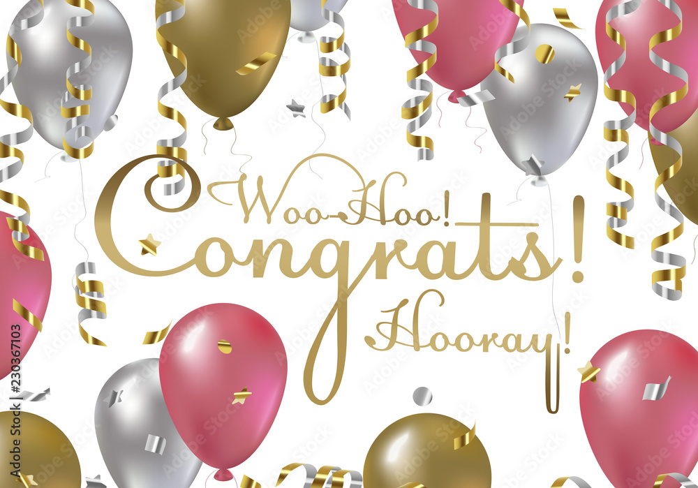 Congratulations vector illustration. Happy Birthday! You are invited to ...