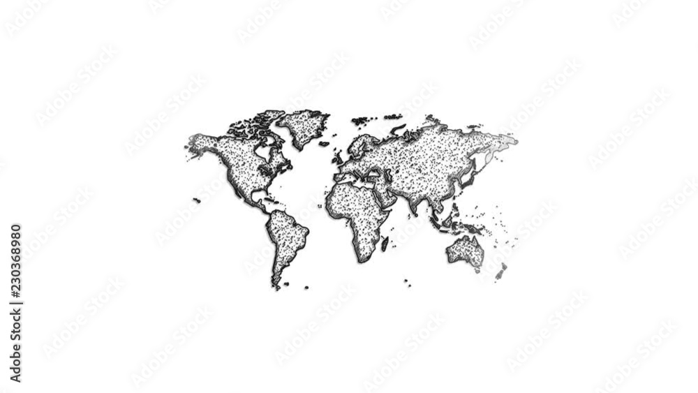 World Map Drawing sketch Ultra HD 4K Resolution. Animated footage Stock ...