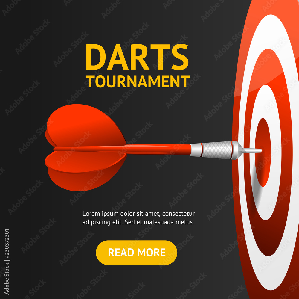 Realistic Detailed 3d Dartboard with Darts Banner Card. Vector Stock ...