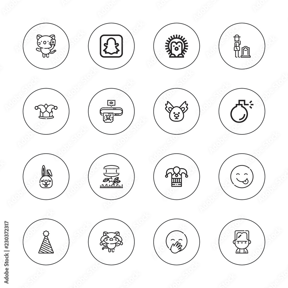 Collection of 16 outline funny icons Stock Vector | Adobe Stock
