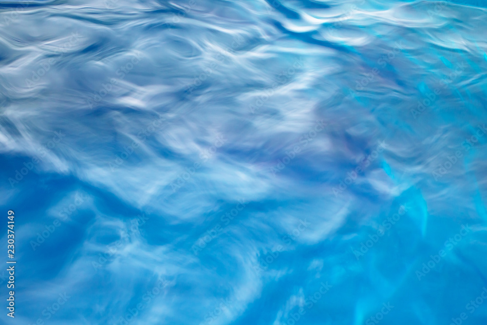 The smooth natural blue water background with bokeh abstract on the sea ...