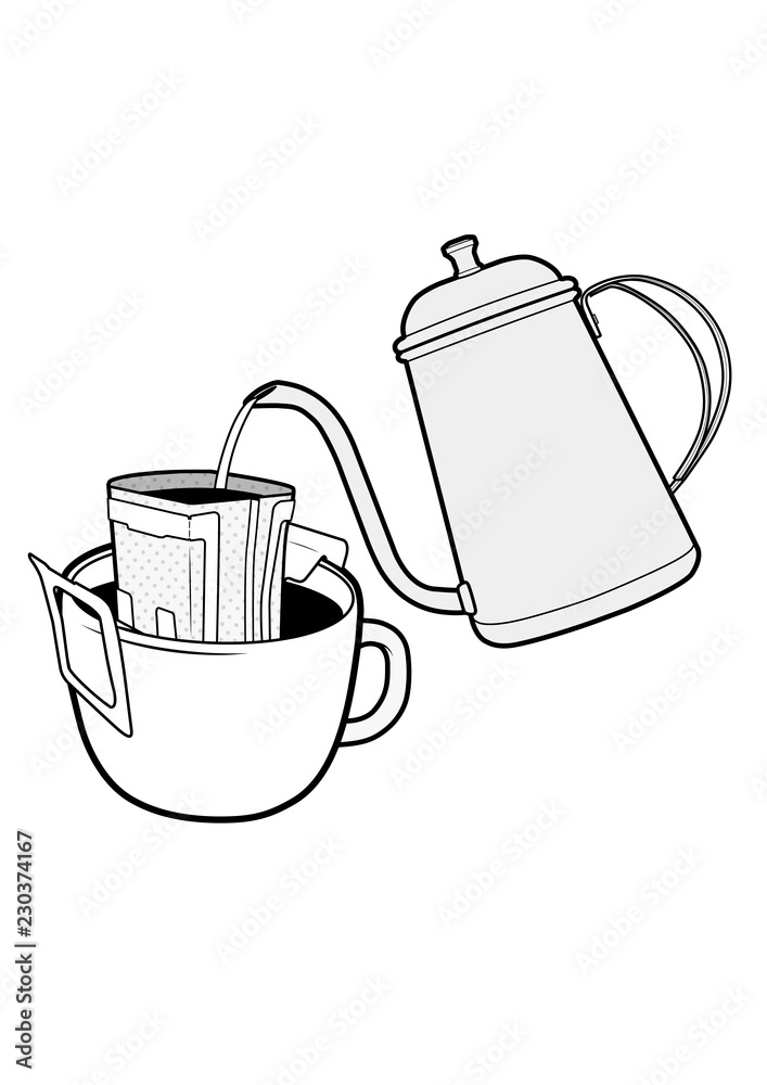 Drip bag coffee cup Illustrator vector template Stock Vector | Adobe Stock