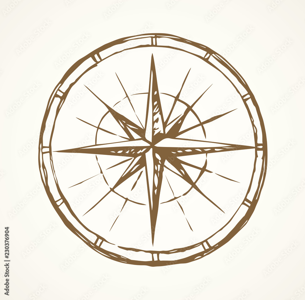 Compass Icon. Vector sketch Stock Vector | Adobe Stock