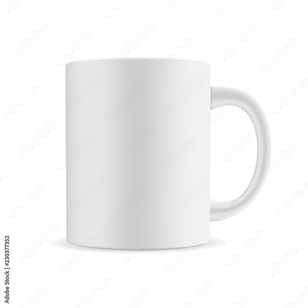 Mug mockup isolated on white background - front view. Vector ...