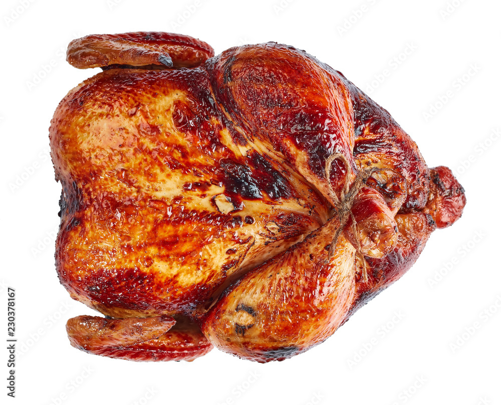 roasted chicken isolated on white background Stock Photo | Adobe Stock